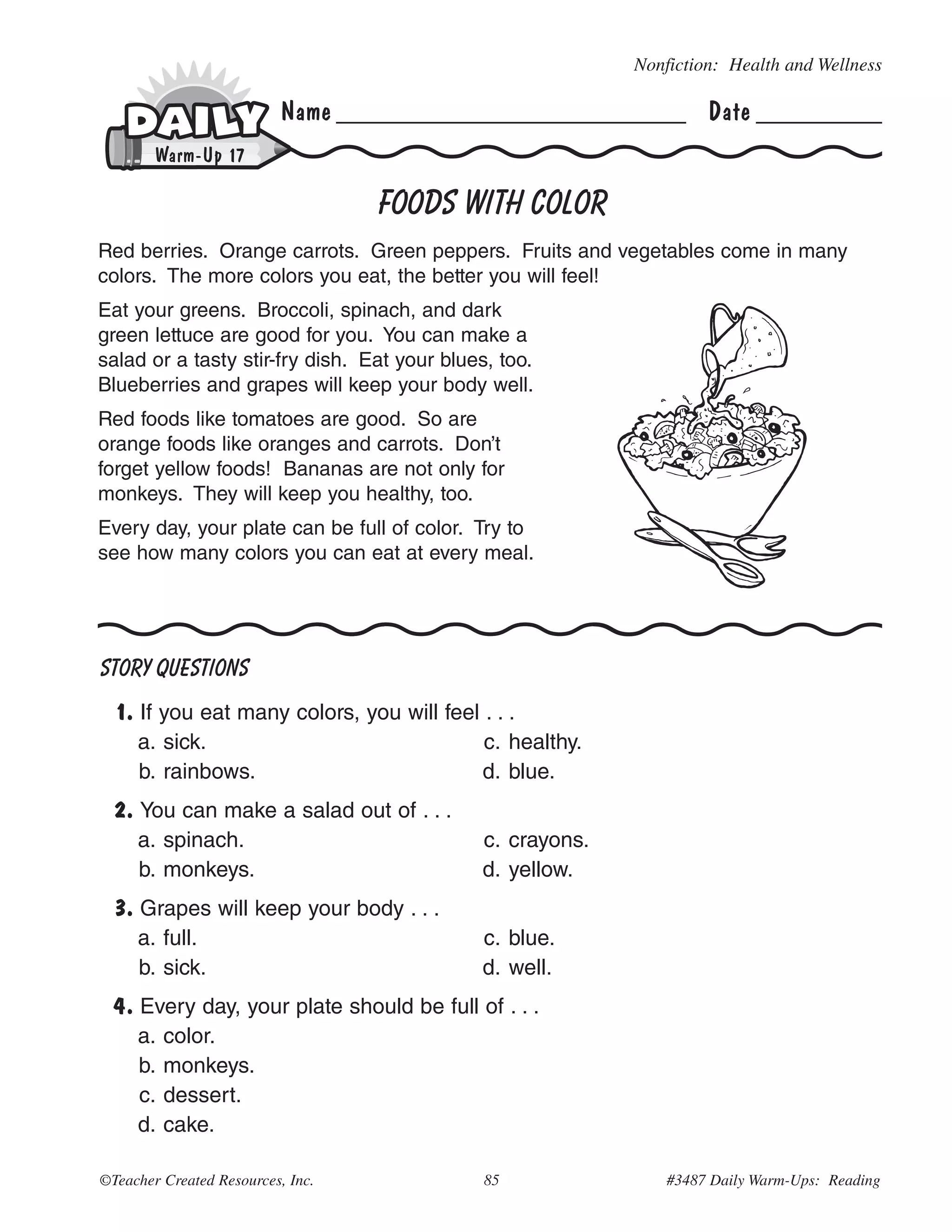 Daily Warm-ups Reading Grade 1 | PDF