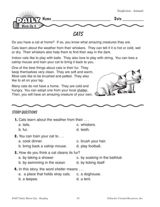 Daily Warm-ups Reading Grade 1 | PDF