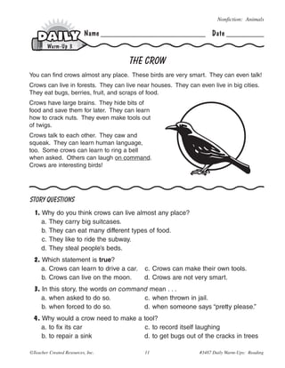 Daily Warm-ups Reading Grade 1 | PDF