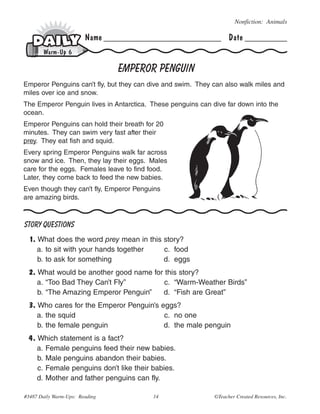 Daily Warm-ups Reading Grade 1 | PDF