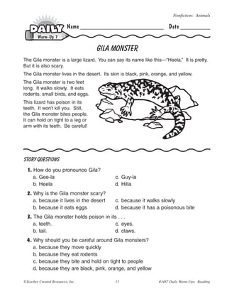 Daily Warm-ups Reading Grade 1 | PDF