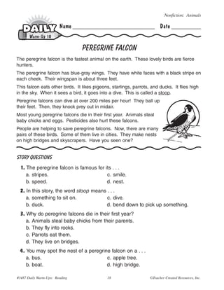 Daily Warm-ups Reading Grade 1 | PDF
