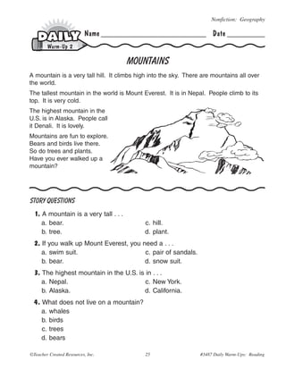 Daily Warm-ups Reading Grade 1 | PDF