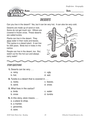 Daily Warm-ups Reading Grade 1 | PDF