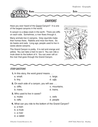 Daily Warm-ups Reading Grade 1 | PDF