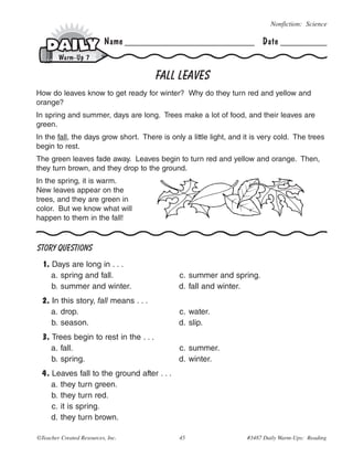 Daily Warm-ups Reading Grade 1 | PDF