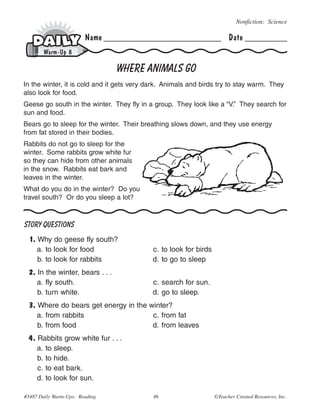 Daily Warm-ups Reading Grade 1 | PDF