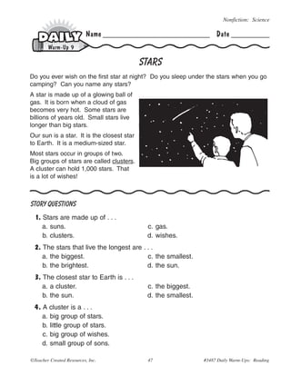 Daily Warm-ups Reading Grade 1 | PDF