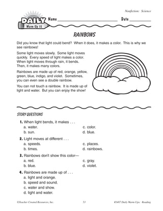 Daily Warm-ups Reading Grade 1 | PDF
