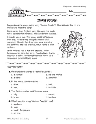 Daily Warm-ups Reading Grade 1 | PDF