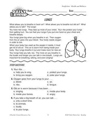 Daily Warm-ups Reading Grade 1 | PDF