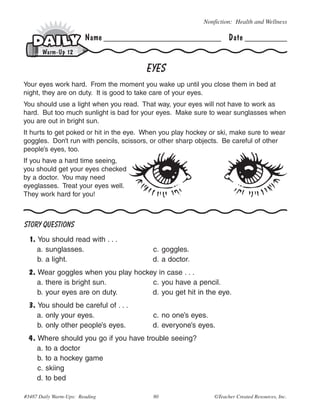 Daily Warm-ups Reading Grade 1 | PDF