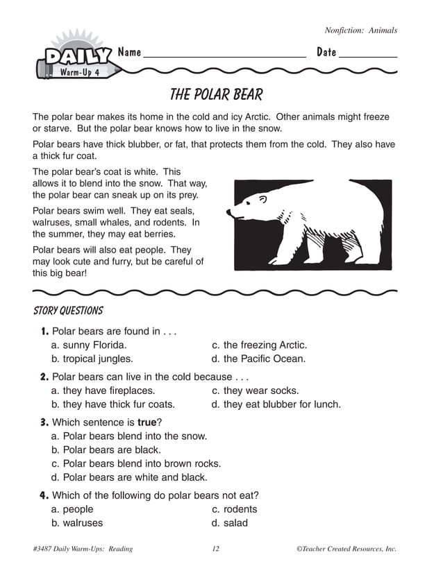 Daily Warm-ups Reading Grade 1 | PDF