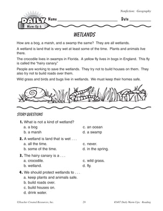 Daily Warm-ups Reading Grade 1 | PDF