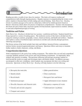 Daily Warm-ups Reading Grade 1 | PDF