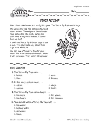Daily Warm-ups Reading Grade 1 | PDF
