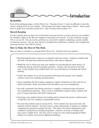 Daily Warm-ups Reading Grade 1 | PDF
