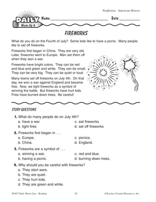 Daily Warm-ups Reading Grade 1 | PDF