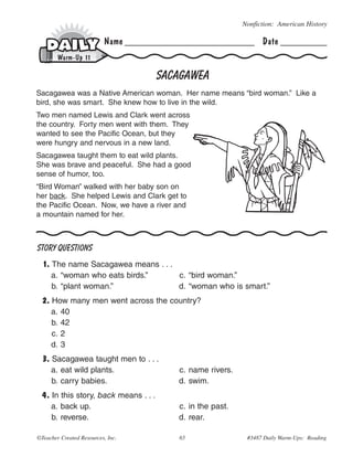 Daily Warm-ups Reading Grade 1 | PDF