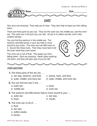 Daily Warm-ups Reading Grade 1 | PDF