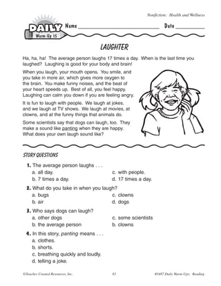 Daily Warm-ups Reading Grade 1 | PDF