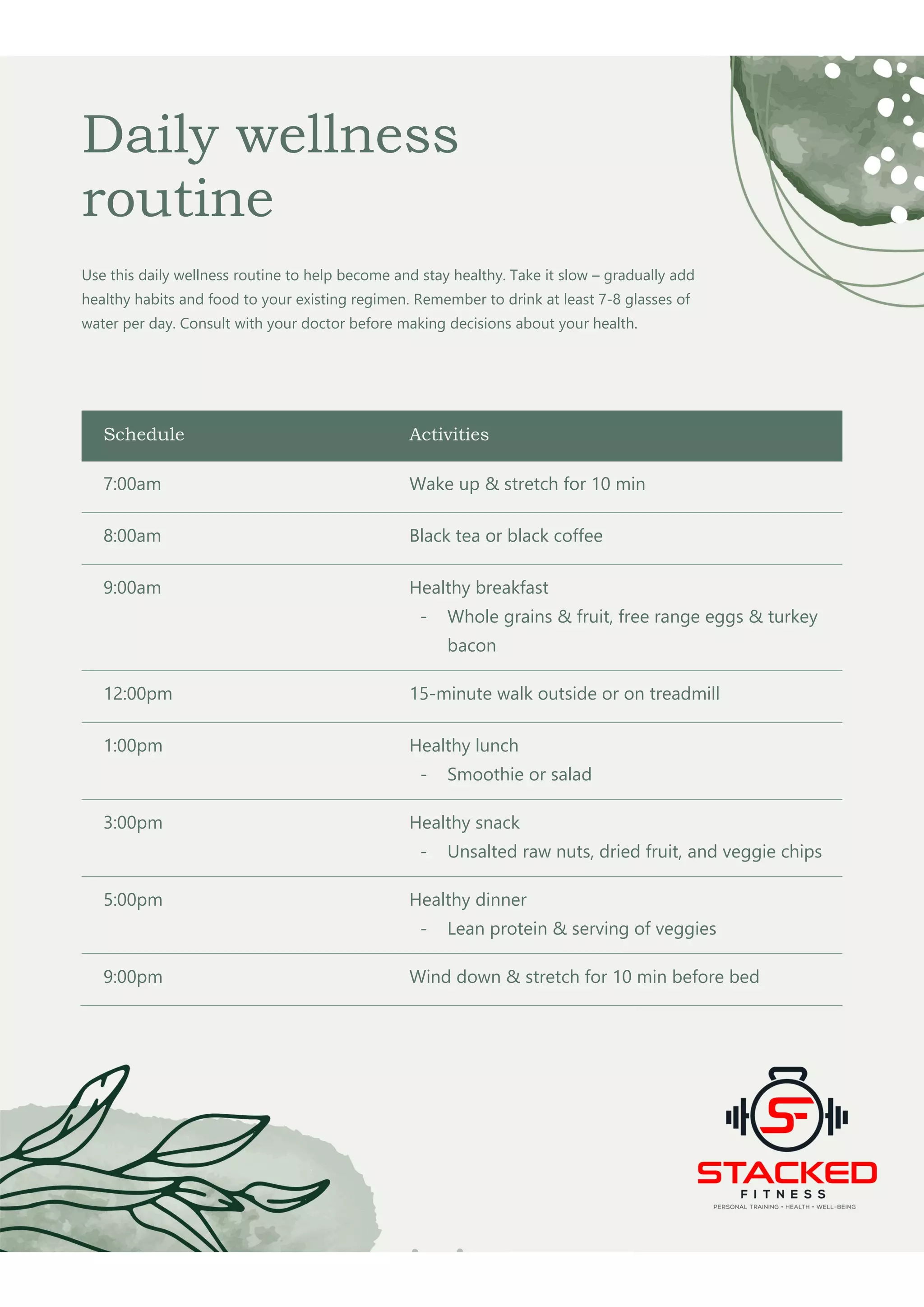 Daily Wellness Routine Schedule | PDF