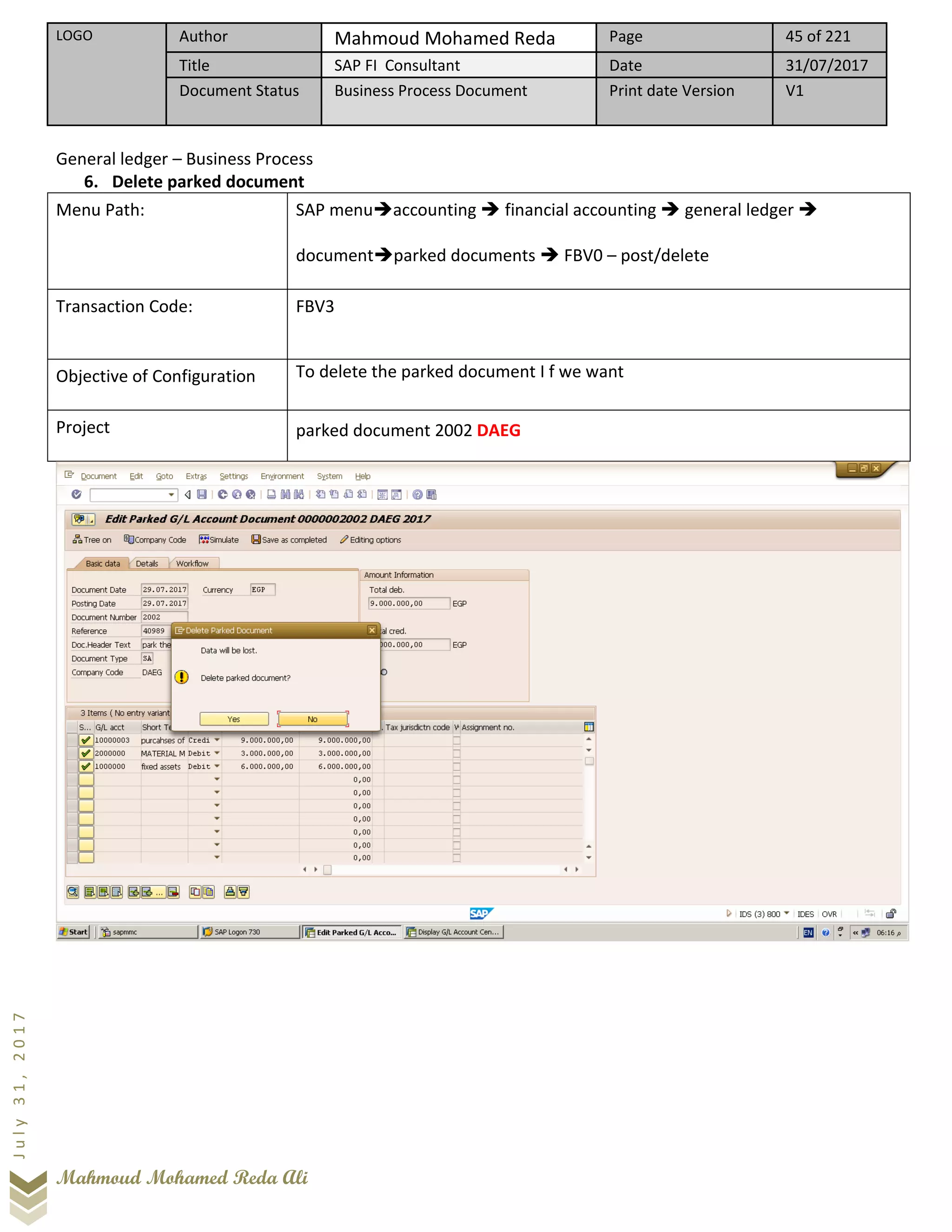 Sap Financial Accounting Business Process Document Pdf Business Accounting And Finance