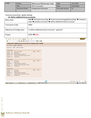 SAP Financial Accounting - Configuration Document | PDF
