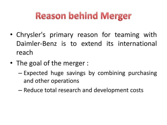 Daimler chrysler merger | PPTX | Mergers and Acquisitions | Business ...