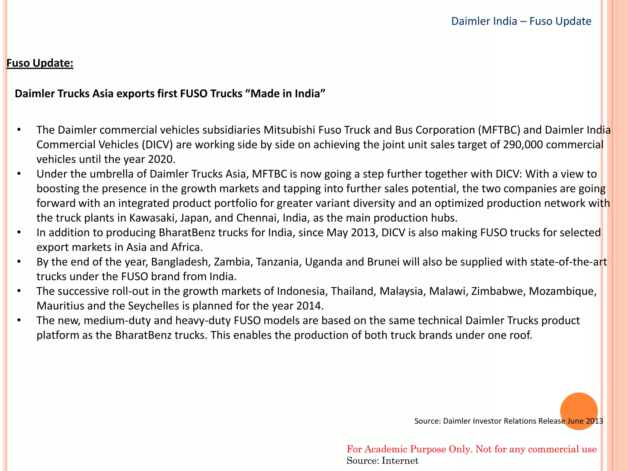 Daimler India Commercial Vehicles Strategies | PDF