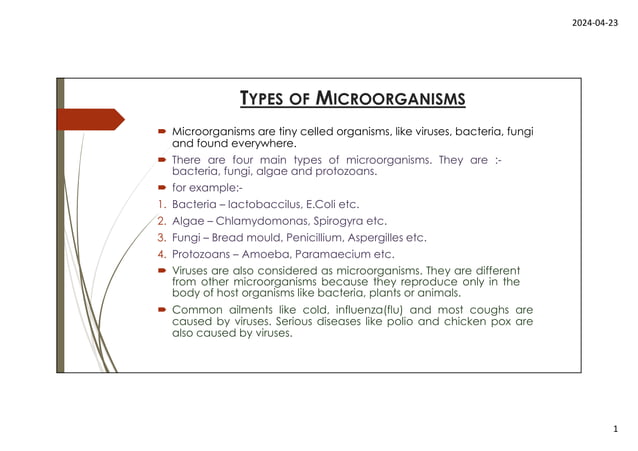 The various types of micro-organisms in the world | PDF