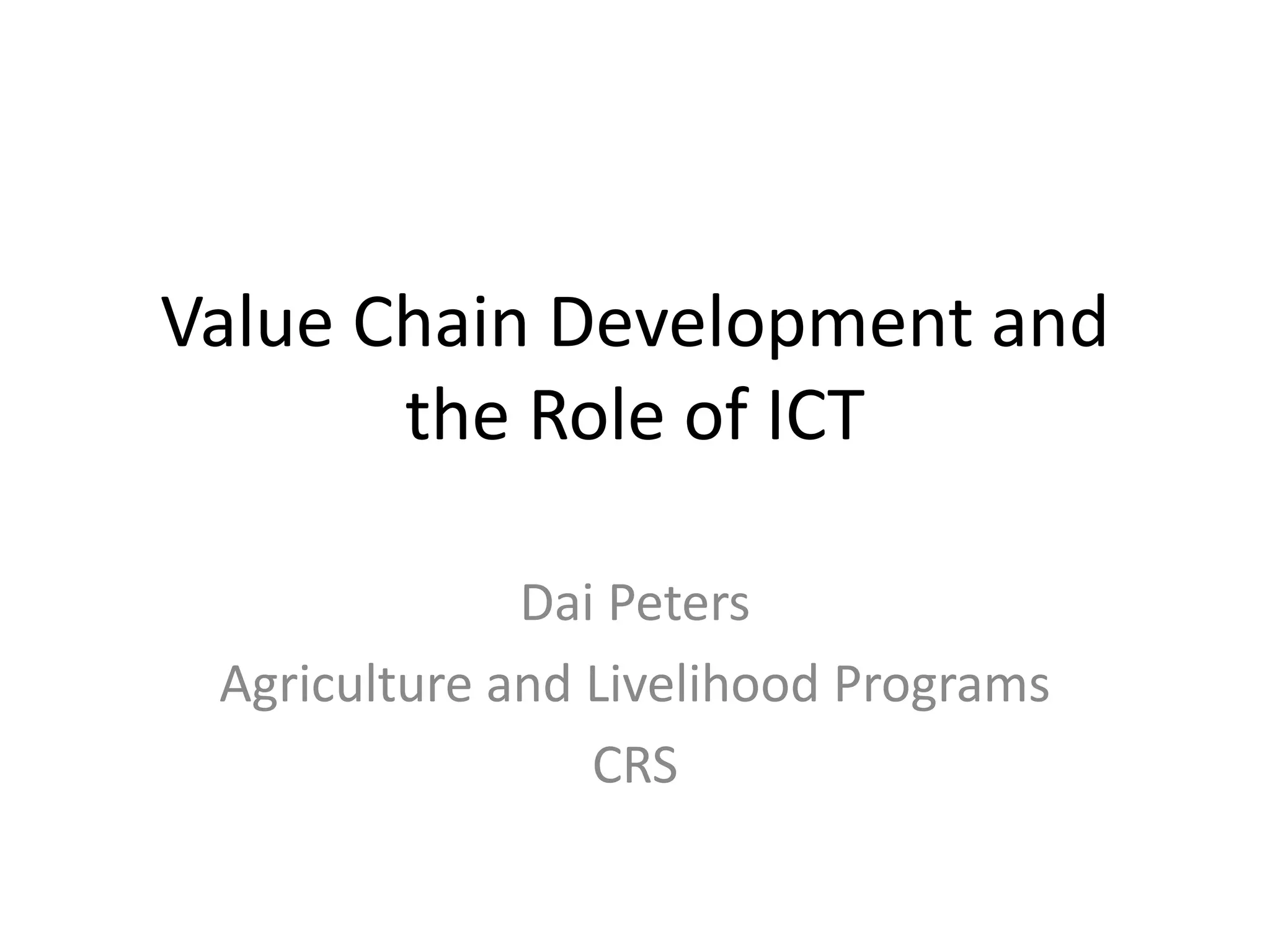 Value Chain Development and the Role of ICT | PPTX