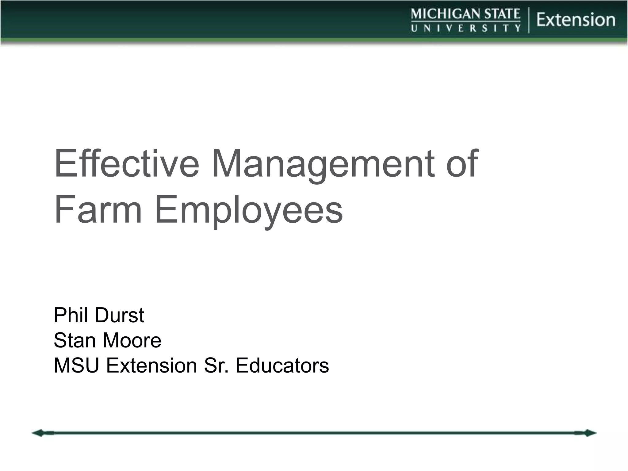 Effective Management of Farm Employees | PPTX