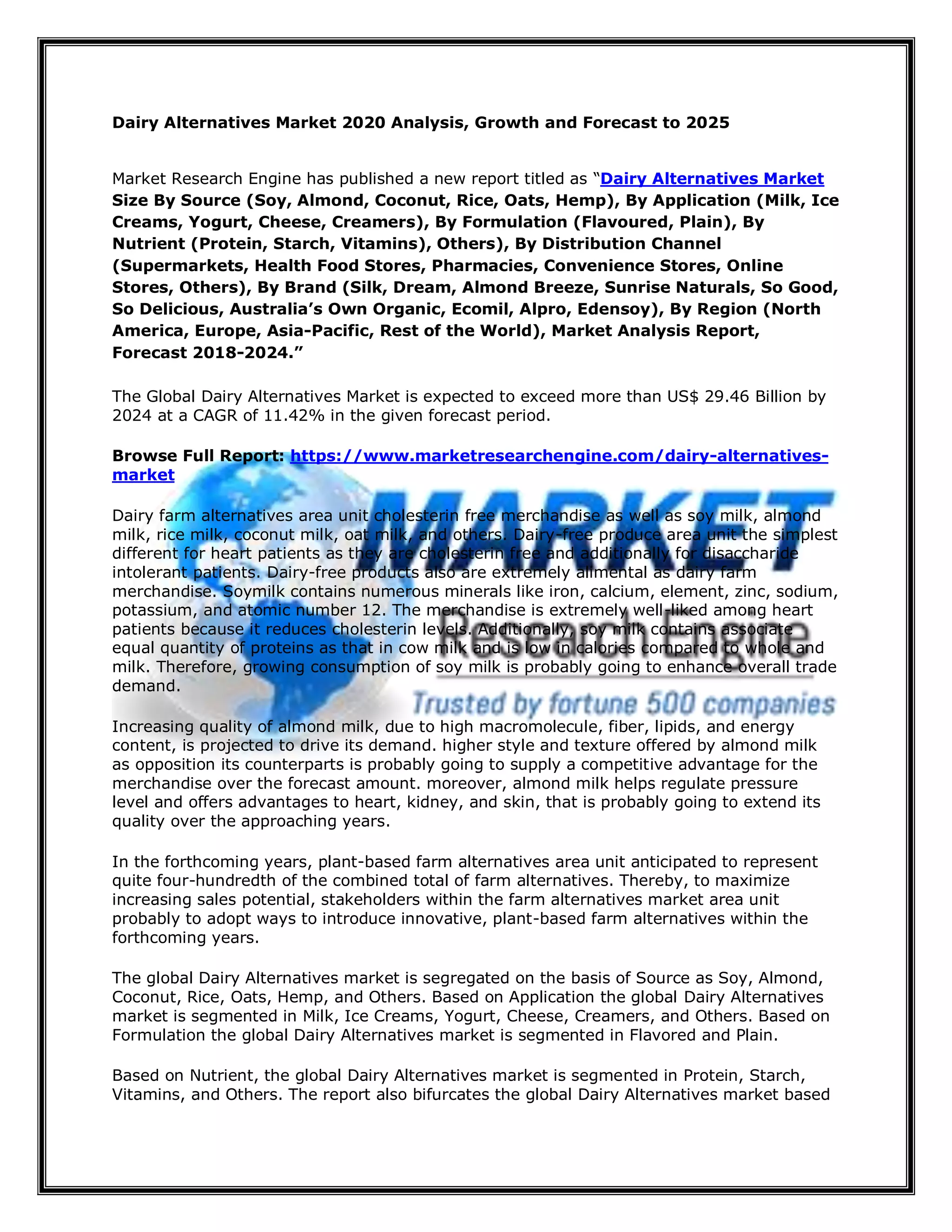 Dairy alternatives market | PDF