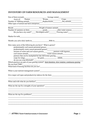 Dairy Farm Sustainability Checksheet | PDF