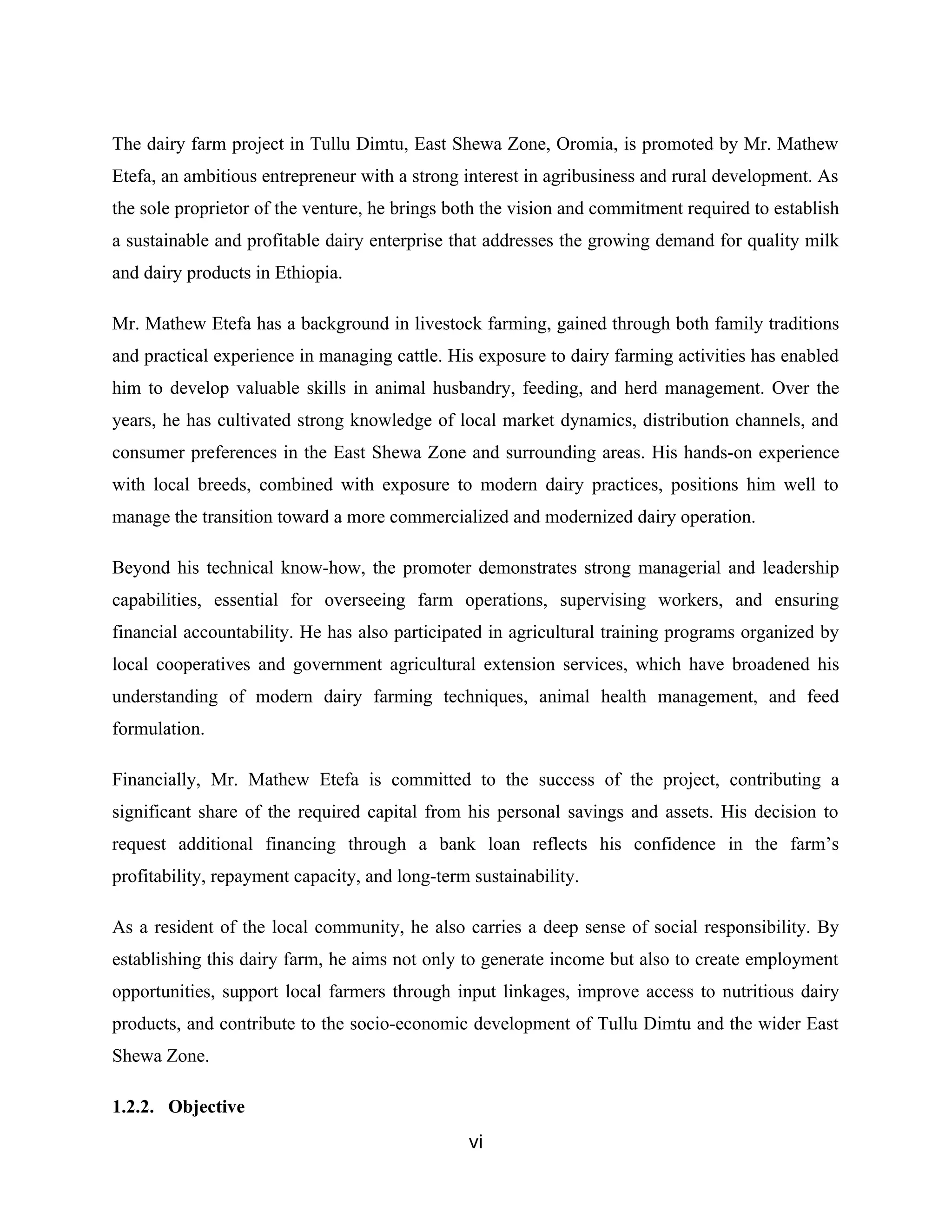 Dairy Farm and Milk Processing Plant Business Plan in Tullu Dimtu East ...