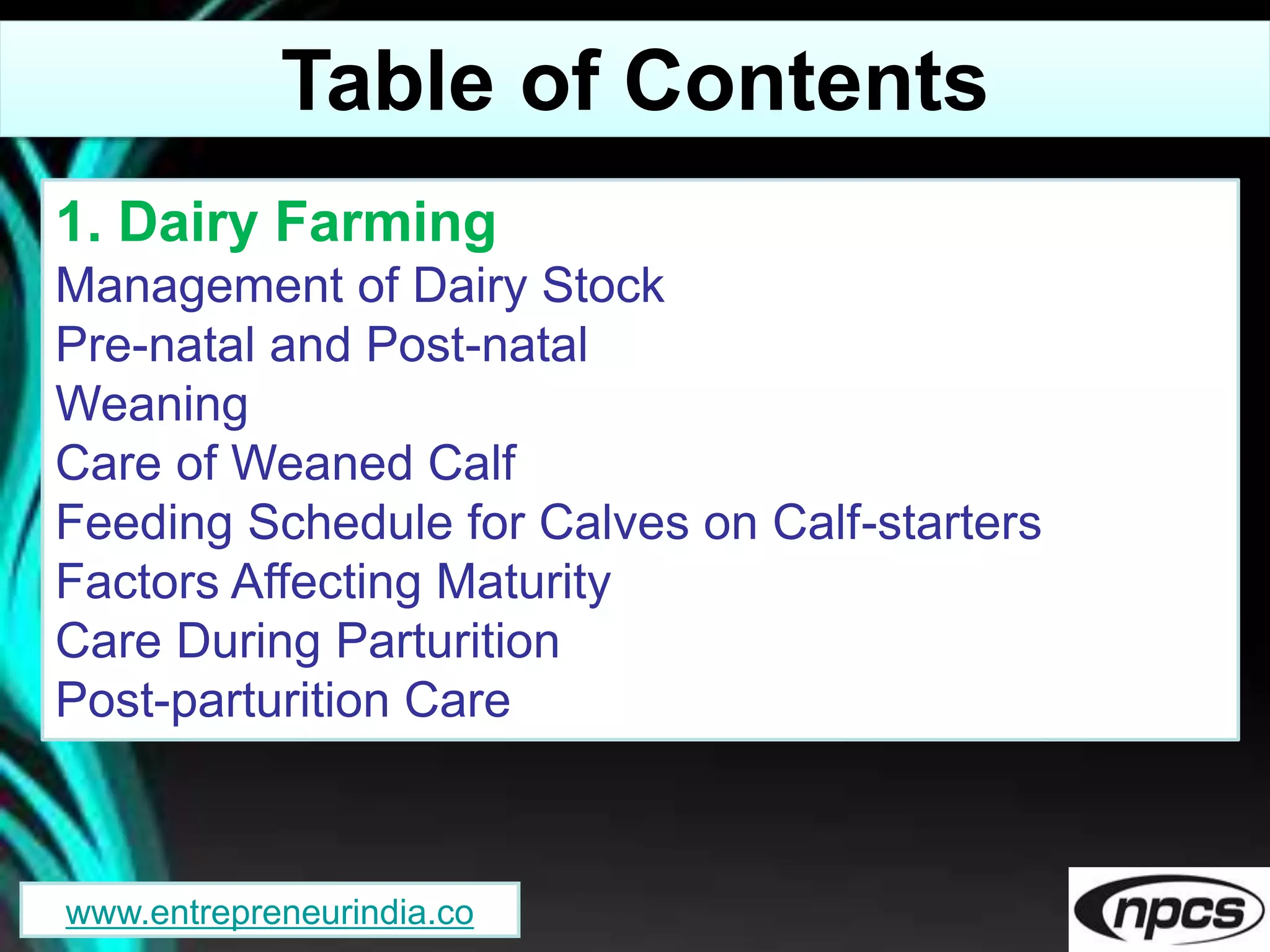 Dairy Farm, How to start a Dairy Farming Business | PPTX