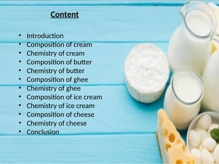 Composition and Chemistry of cream, butter, ice cream, ghee | PPT