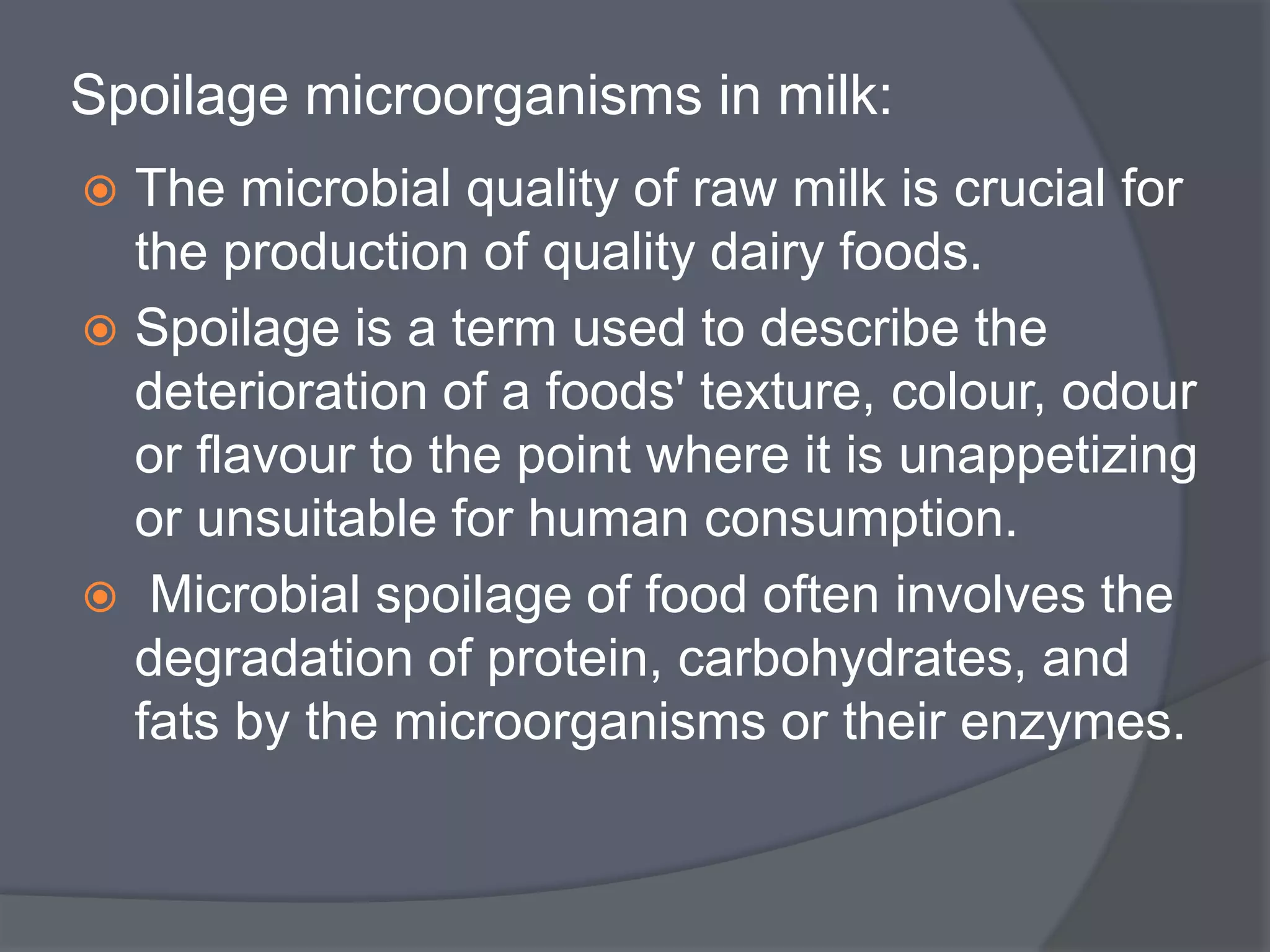 Study of Microorganism in Milk(Dairy microbiology) | PPTX