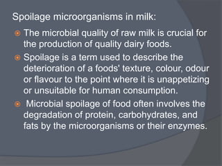 Study of Microorganism in Milk(Dairy microbiology) | PPTX
