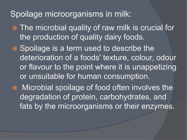 Study of Microorganism in Milk(Dairy microbiology) | PPTX