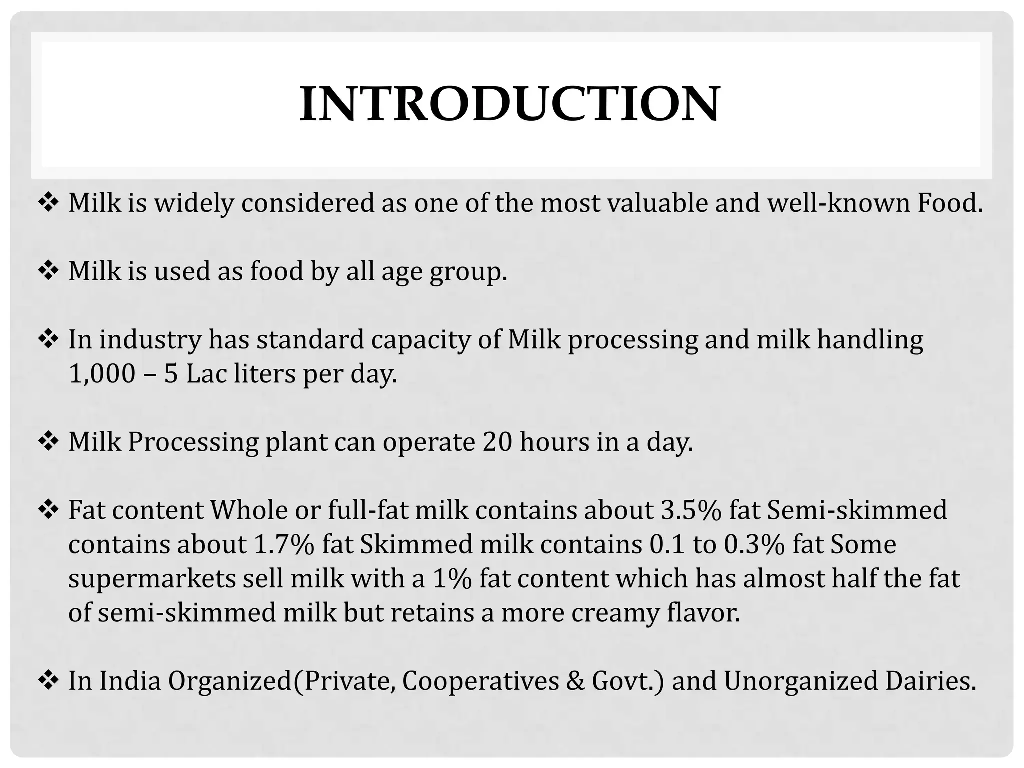 Dairy, milk processing plant, automated dairy plant | PPTX