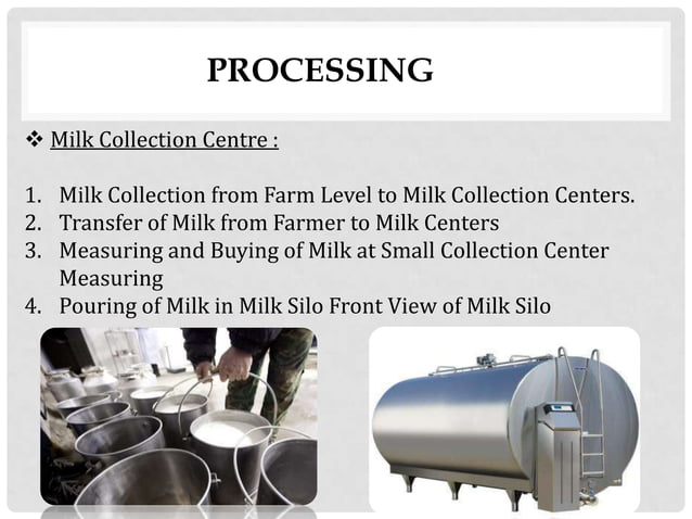 Dairy, milk processing plant, automated dairy plant | PPTX | Agriculture | Industries