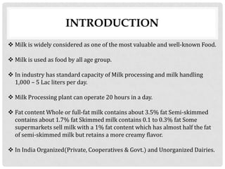 Dairy, milk processing plant, automated dairy plant | PPTX