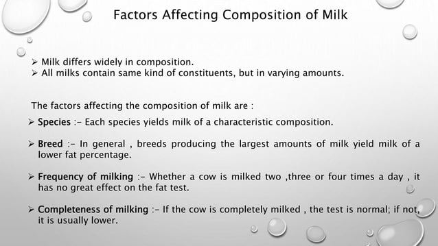 composition of milk and its nutritive value | PPTX | Chemistry | Science