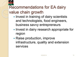 Dairy processing and marketing in east african dairy value chains ...