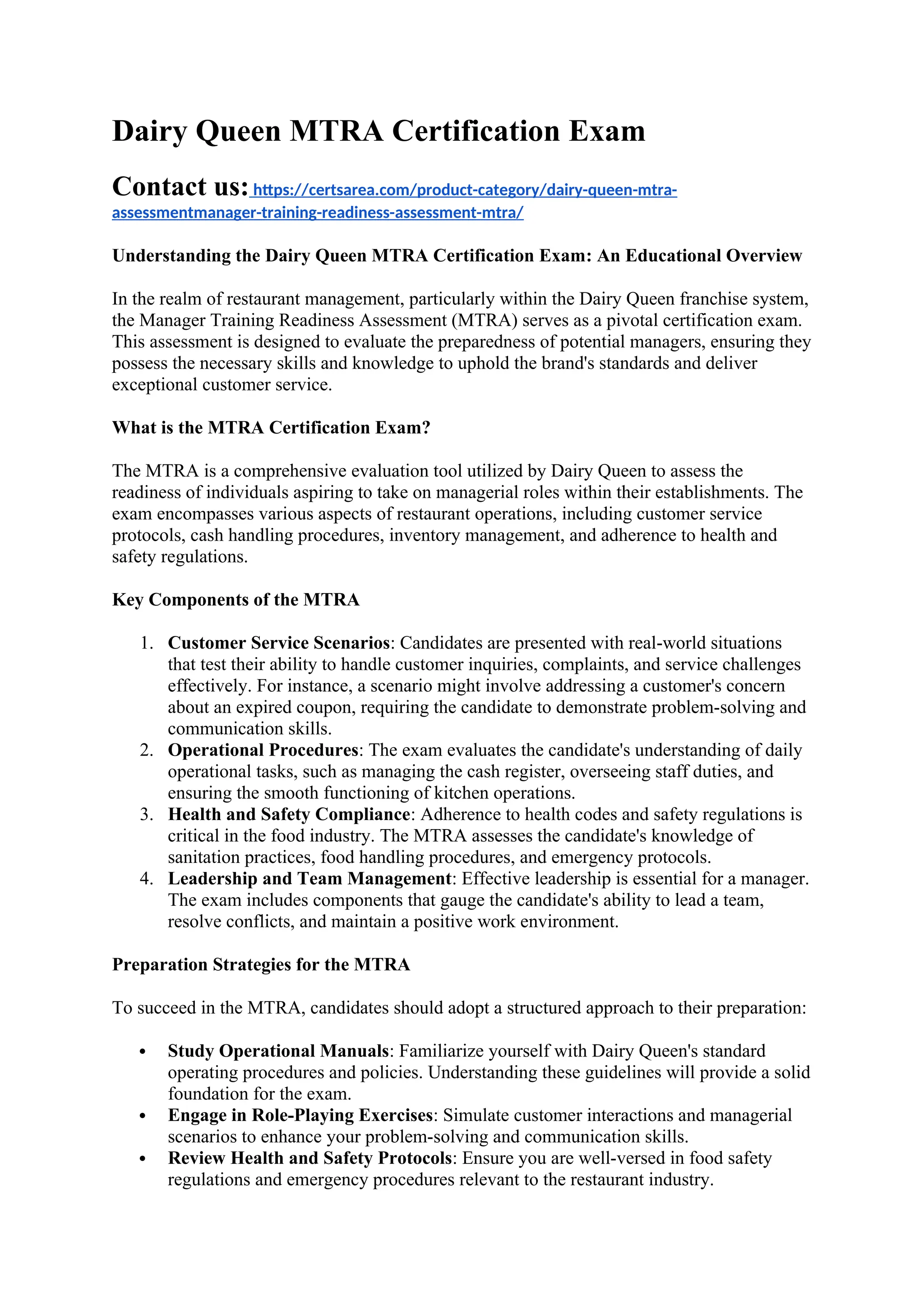 Dairy Queen MTRA Certification Exam.docx