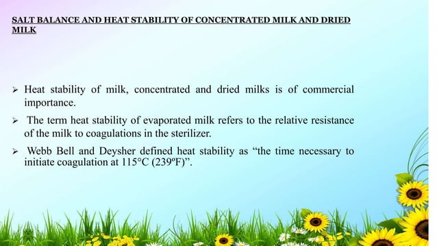 Salt Balance and Heat Stability of Concentrated and Dried Milk | PPTX