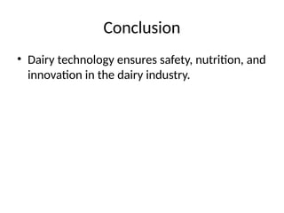 Dairy Technology Fundamentals Presentation | PPTX