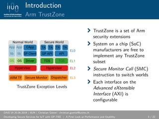 DAIS19: Developing Secure Services for IoT with OP-TEE: A First Look at Performance and ...